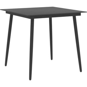 vidaXL Garten-Esstisch Schwarz 80x80x74 cm Stahl und Glas Vidaxl