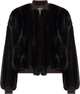 Maison Margiela Veste en fausse fourrure &agrave; bords c&ocirc;tel&eacute;s - Femme - Vestes - Noir - Taille: 38 FR