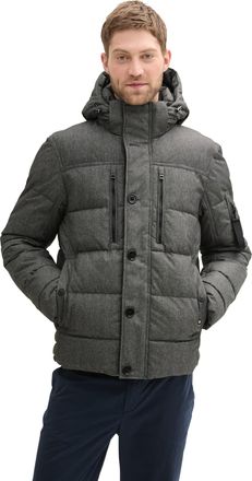 Tom Tailor Herren 1043707 Pufferjacke mit Abnehmbarer Kapuze, 28007-Grey Garment Dye Structure, XL