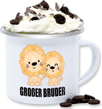 Shirtracer Emaille Tasse Blechtasse - Tassen - Löwe - Großer Bruder - 300 ml - Weiß Silber - big brother bester große brüder gro er bruder geschenk für großen gr