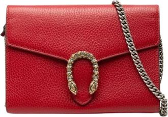 Gucci Portefeuille bandouli&egrave;re en cuir Dionysus Pre-owned - Femme - Pre-owned - Rouge - Taille: ONE Size