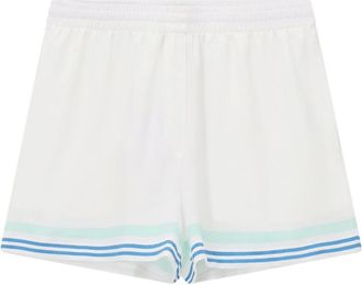 Casablanca Femme, Shorts, Blanc, Taille: 40 FR Column Monogram Silk Shorts