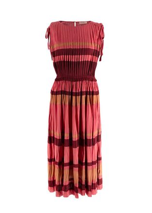 Ulla Johnson Pink Pleated Striped Dress Size S