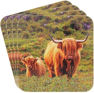 Lesser & Pavey 4 Stück Tischsets | Platzsets für den Tisch mit britischen Designs | Tischsets für alle Arten von Küchen - (Kuh & Kalb Set von 4)