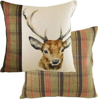 furn. Evans Lichfield Hunter Hirsch-Kissenbezug, Polyester, Mehrfarbig, 43 x 43 cm