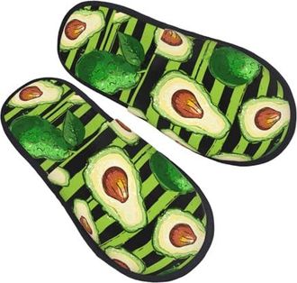 Generic Fourrure Pantoufles Rayures Vert Avocat Portative Slippers Doux Chausson Hotel Pour Chambre Camping H&ocirc;tel L