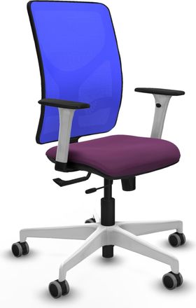 Piqueras y Crespo Stuhl aus Netzgewebe mit wei&szlig;en und schwarzen Armlehnen, h&ouml;henverstellbare Lendenwirbelst&uuml;tze, ausgestattet mit Syncro/Traslack und Schneideschaum, Bl