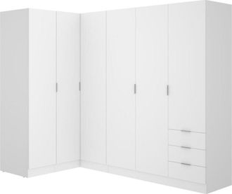 Vente-Unique Armoire dangle 6 portes et 3 tiroirs - L213 cm - Blanc - LISTOWEL
