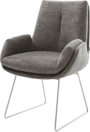 DELIFE Polsterstuhl Clea-Flex Kufengestell Edelstahl Boucl&eacute; Soft Schlamm