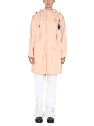 Raf Simons Logo-Patch Cotton Raincoat - Pink