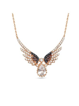 Dkeniz Dkeniz Anhänger mit Kette 925 Sterling Silber rot vergoldet Zirkonia Engel Silberkette