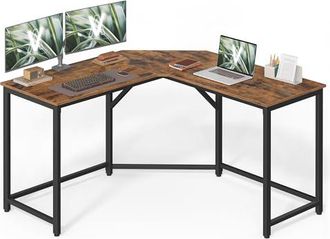 Vasagle Bureau dangle, Bureau dOrdinateur en Forme de L, 129 x 129 x 76 cm, Gain de Place, Table dOrdinateur, Marron Rustique et Noir dEncre LWD124K01