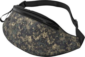 Generic Verstellbarer Umh&auml;ngetaschen Gr&uuml;n- Und Marineblauer Druck Sporttasche Umh&auml;ngetaschen Schultertaschen F&uuml;r Running Herren Camping 14X35Cm