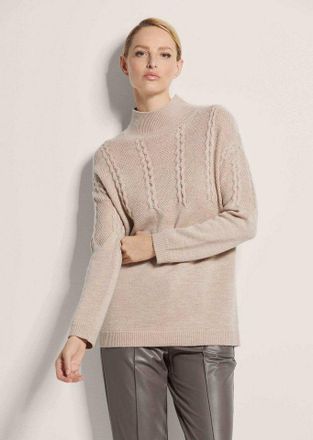 Madeleine Strickpullover Stilvoller Wollpullover mit Stehkragen Winterpullover mit Strukturstrick, Rippstrick-Details und Langarm