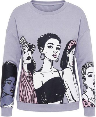 Miamoda Sweatshirt Sweatshirt Boxy Fit Frauen-Print Langarm