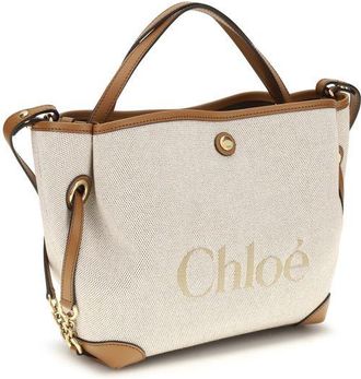 Chlo&eacute; Womens Clover Shoulder Bag Beige Cotton Jacquard Canvas