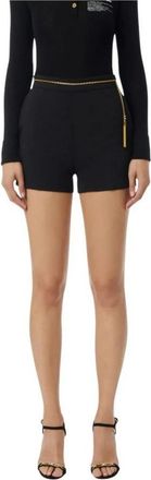 Elisabetta Franchi Femme, Shorts, Noir, Taille: 42 FR Shorts en cr&ecirc;pe l&eacute;ger avec cha&icirc;ne bijou