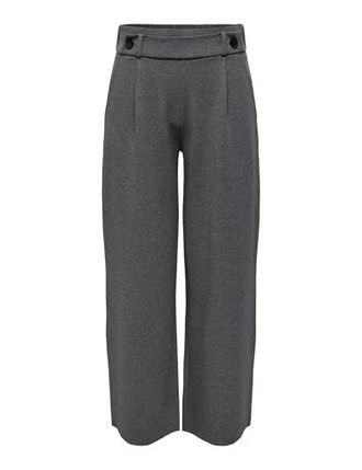 Jacqueline de Yong Geggo New Long Pant JRS Noos Femme Pantalon plissé, Mélange de Gris Moyen/Détail : Boutons Noirs, 34