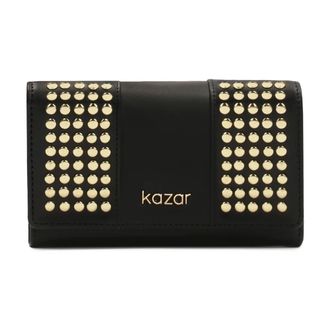Kazar Schwarzes Lederportemonnaie mit goldenen Nieten - - Accessories - Damen - Schwarzk - ONE SIZE