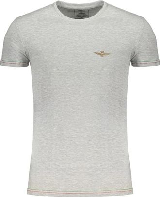 Aeronautica Milit&auml;rstil Baumwoll T-Shirt mit Druck - - Tops - Herren - Grau - M