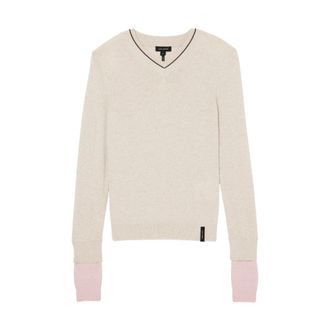 Marc Jacobs Pull &agrave; col en V superpos&eacute; - Femme - Pulls - Beige - Taille: 44 FR