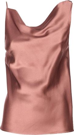 Alysi Femme, Tops, Rose, Taille: 38 FR Top Liquid Satin Asimmetrico