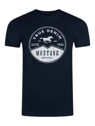 Mustang Jeans T-Shirt Herren Printshirt Regular Fit (1-tlg) Kurzarm Tee Shirt mit Rundhalsausschnitt aus 100% Baumwolle