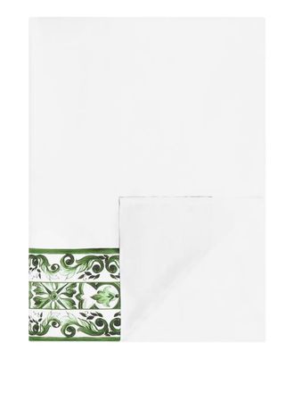 Dolce & Gabbana drap en satin à imprimé Maiolica (300 cm x 300 cm) - Blanc