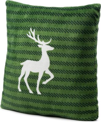 G&ouml;zze Wendekissen Scandic, Dekokissen mit Rentier und Eiskristall, Winterliches Sofakissen aus Mikrofaser, 45 x 45 cm - Gr&uuml;n