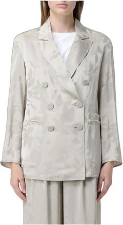 A|X Armani Exchange Blazer satin&eacute; damass&eacute; &agrave; double boutonnage - Femme - Vestes - Gris - Taille: 38 FR