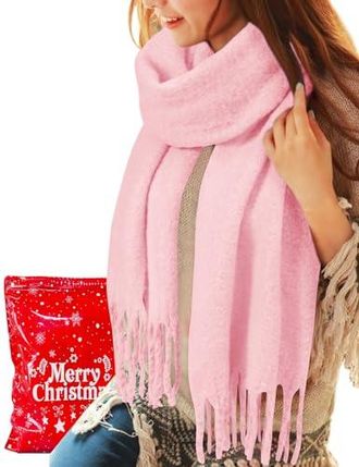 Heekpek Echarpe Femme Hiver Grosse Écharpe Cachemire Etole Chale Femme Chaud Pashmina Pour Cadeau Cadeaux de Noel, Rose