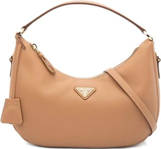 Prada sac porté épaule à plaque logo - Tons neutres