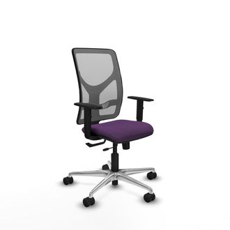 Piqueras y Crespo Arbeitsstuhl mit 1D-Armlehnen, h&ouml;henverstellbare Lendenwirbelst&uuml;tze, ausgestattet mit Syncro/Traslack und Schneideschaum, mit Rollen 65 mm, Nylon, Gra