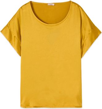 Oltre Femme, Blouses et Chemises, Jaune, Taille: 42 FR Viscose Satin Blouse