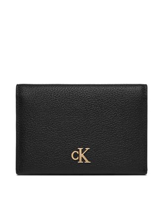 Calvin Klein Damen Kartenetui Monogram Flap aus Leder, Schwarz (Black), Einheitsgr&ouml;&szlig;e