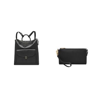 Fossil Damen Parker Schwarze Ledertasche und Wristlet, Set