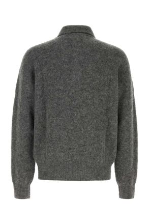 Ami Alpaca Blend Polo Sweater - Gray