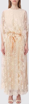 Zimmermann Tunique longue en dentelle de coton avec manches courtes et ceinture