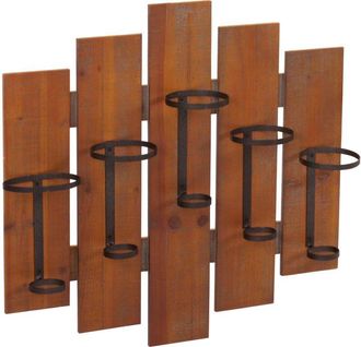 Hhg Weinregal 587, Wandregal Flaschenhalter, Holz Metall f&uuml;r 5 Flaschen 60x60x12cm