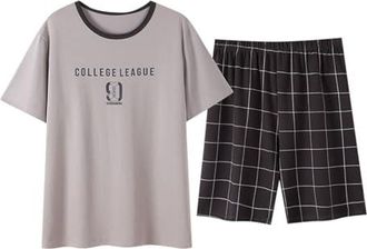 Generic 2025 Ensemble de Pyjama Homme Long en Soie Coton 2 Pièces léger Grande Taille Manches Longues Assortis Deux Vêtement Maison