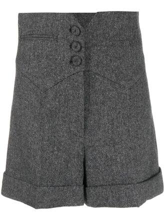 Moschino short textur&eacute; &agrave; taille haute - Gris