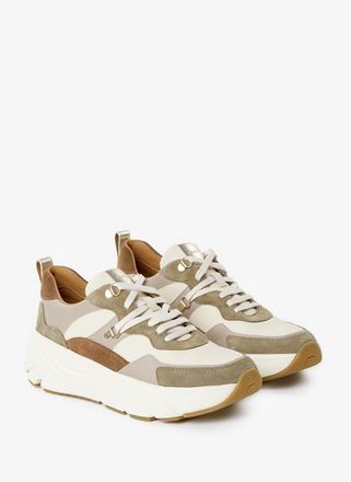 Geox Baskets bi-mati&egrave;re en cuir m&eacute;lang&eacute;