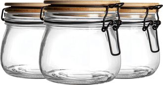 Argon Tableware Holzklammerdeckel -Lagergläser - 500ml - Weiße Siegel - Pack Von 6