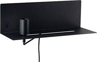 Paulmann 78920 Wandleuchte Devara mit Ablage max. 40 Watt Wand-Leselampe Schwarz Leseleuchte Metall Wandlampe E27 ohne Leuchtmittel