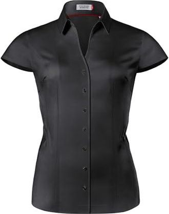 Vincenzo Boretti Chemisier, Modern-fit/légèrement cintré, col de Chemise, Douce sergé, Manches Courtes Noir 38