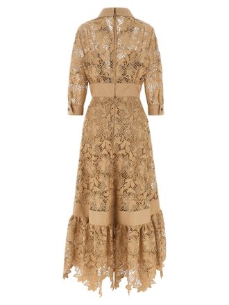 Elie Saab Floral Macram&eacute; Lace Dress - Caramel