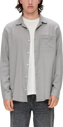 QS by s.Oliver Herren 2144252 Hemd Langarm Leinenmix, grau 9161, L