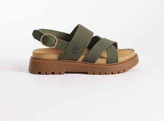 Timberland Sandalen aus Nubukleder in Dunkelgr&uuml;n mit Fersenriemen