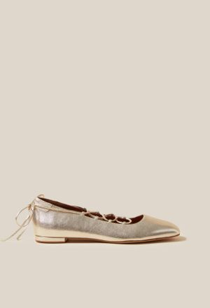 Claudie Pierlot Goldfarbene Leder-Ballerinas