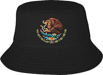 Generic Chapeau De Seau Unisexe Drapeau Mexicain &Agrave; LEagle Chapeaux De Soleil De Plage Pliable &Agrave; Large Bord Bonnet Soleil, pour Plage, De P&ecirc;che, Chasse, 56-58c